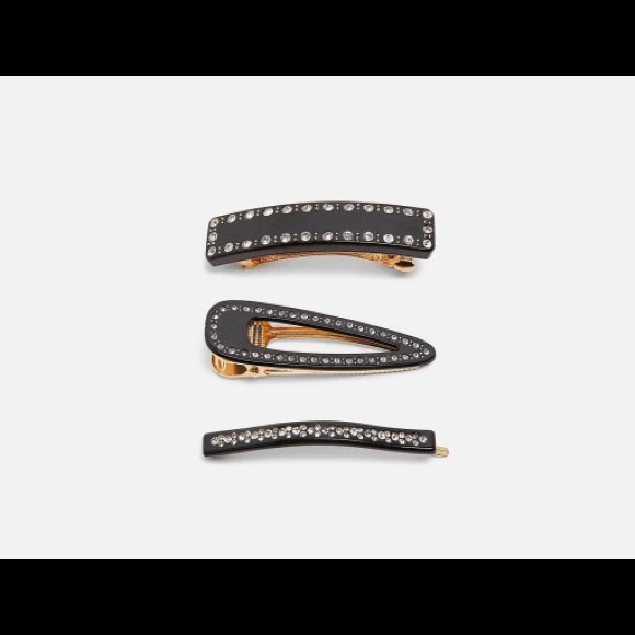 Zara | Accessories | Nwt Zara Woman Black Gold Diamond Hair Clips ...